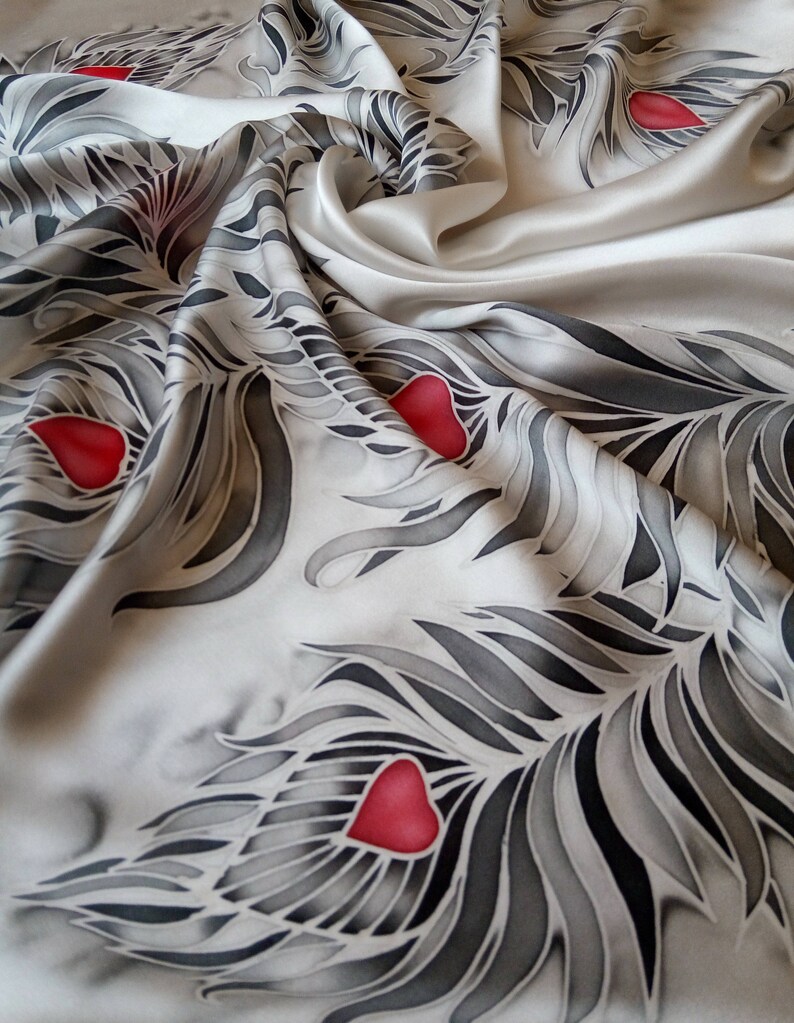 Silk Scarf Hand Painted Unique Handmade Scarves Gift for | Etsy