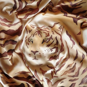 Silk Scarf Long Tiger Hand Painted, Gift for Women - Etsy