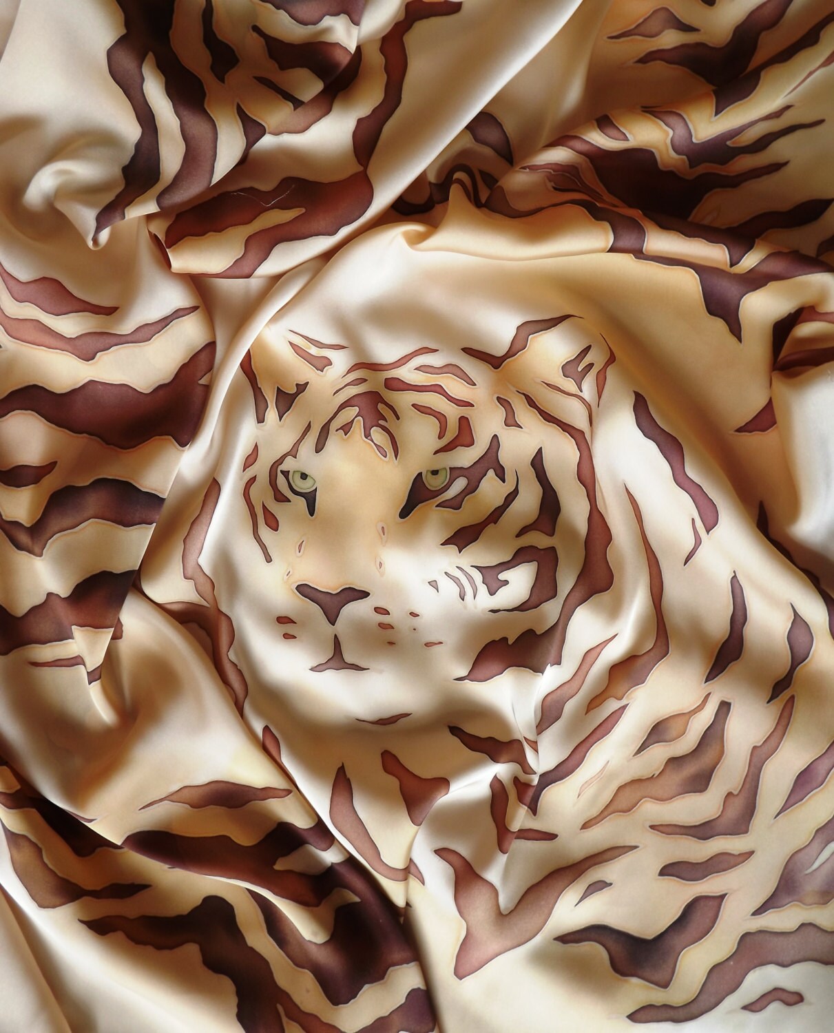 Silk Scarf Long Tiger Hand Painted Gift for Women - Etsy