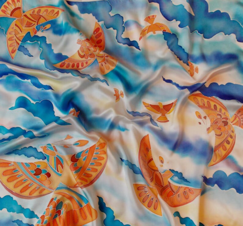 Designer Silk Scarf Square Hand Painted Scarf Gift for Women | Etsy