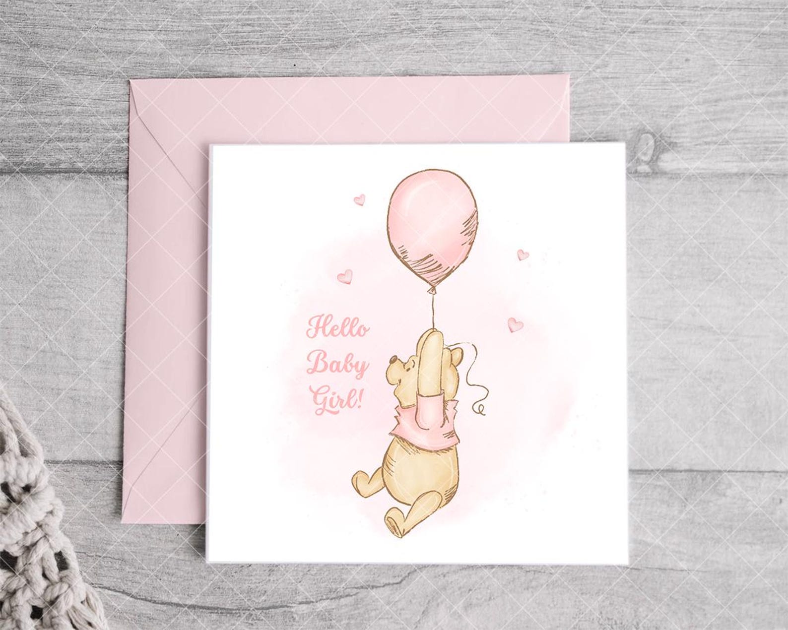 Hello Baby Girl Pink Winnie the Pooh PNG, New Baby Sublimation Design ...