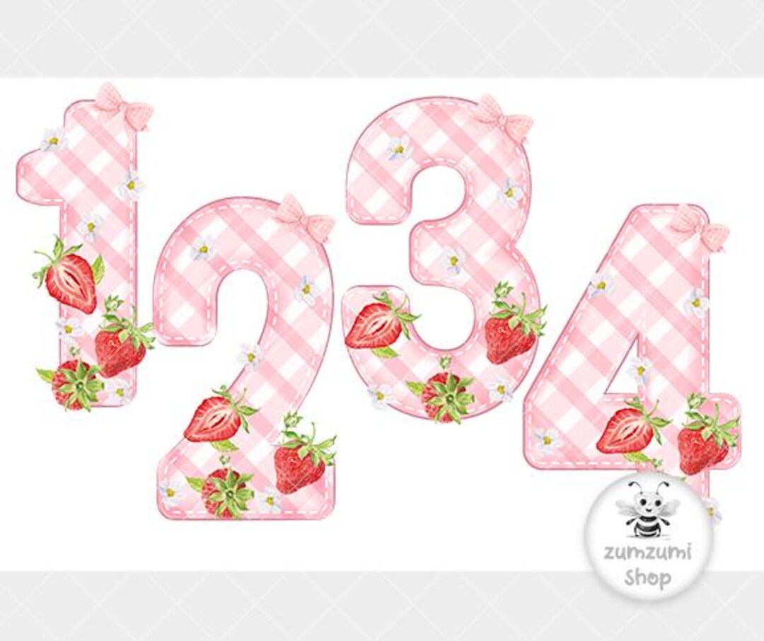 Strawberry Birthday Clipart PNG Berry Cute 1-0 Full Number Set Image ...