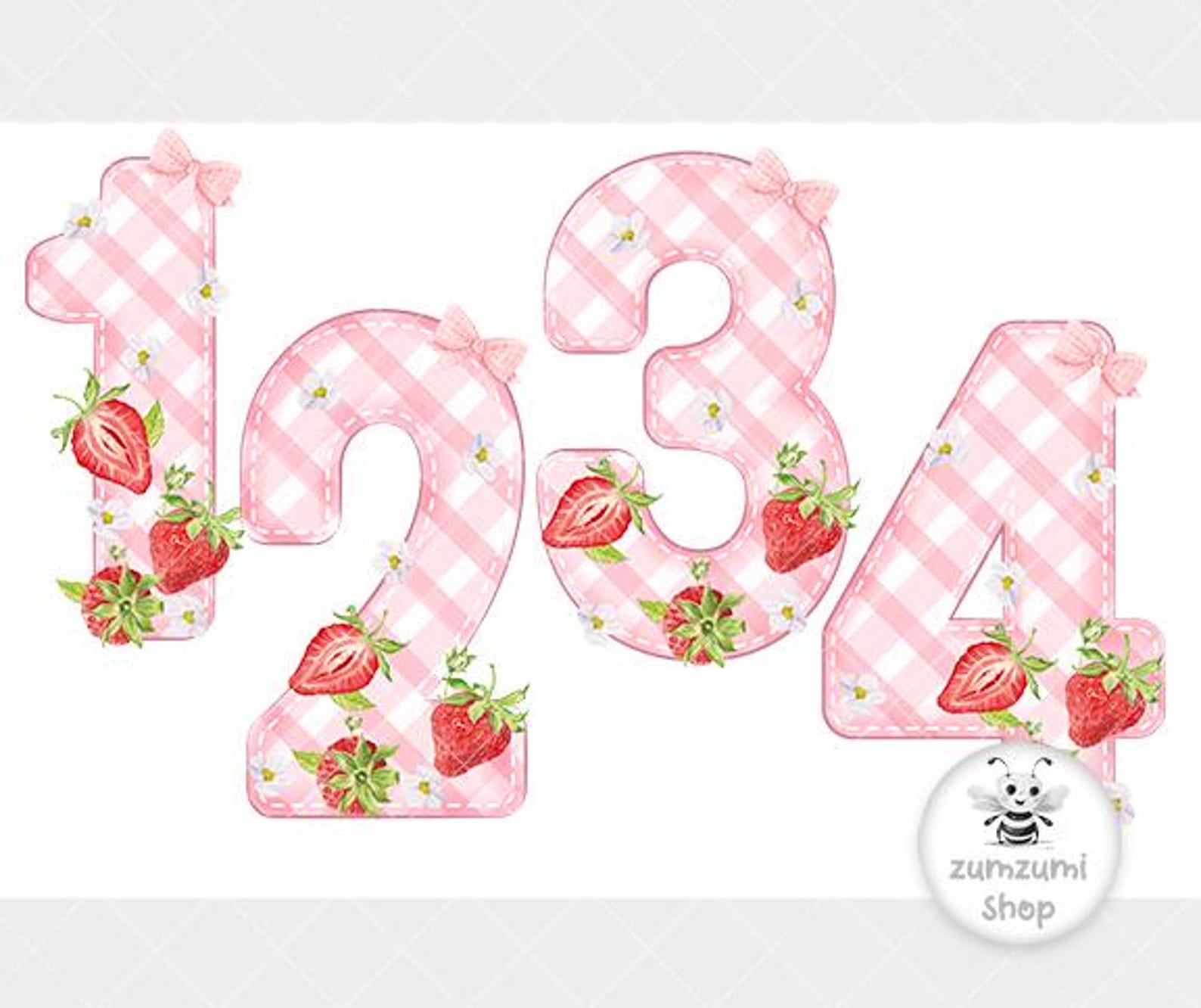 Strawberry Birthday Clipart PNG Berry Cute 1-0 Full Number Set Image ...