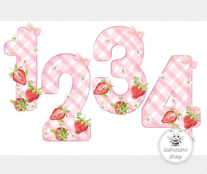 Strawberry Birthday Clipart PNG Berry Cute 1-0 Full Number Set Image ...