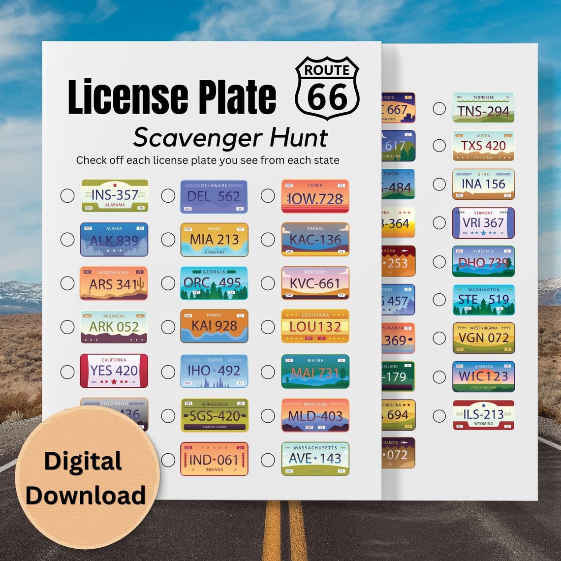 License Plate Scavenger Hunt Printable, Scavenger Hunt, Scavenger Hunt ...