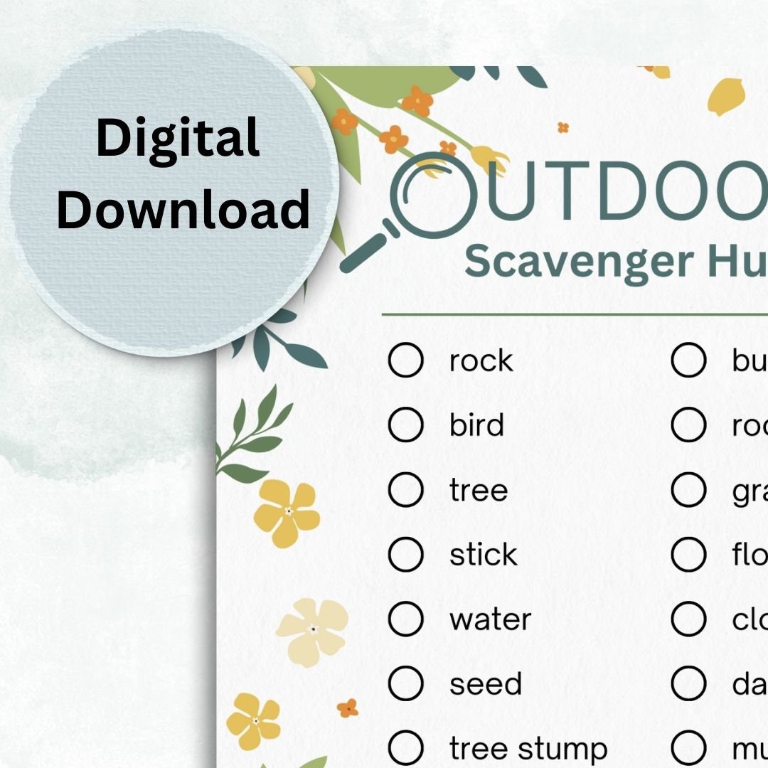 Outdoor Scavenger Hunt Printable, Scavenger Hunt, Scavenger Hunt for ...
