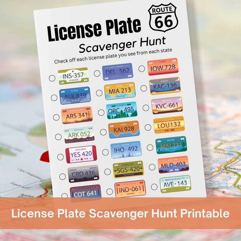 License Plate Scavenger Hunt Printable Scavenger Hunt - Etsy