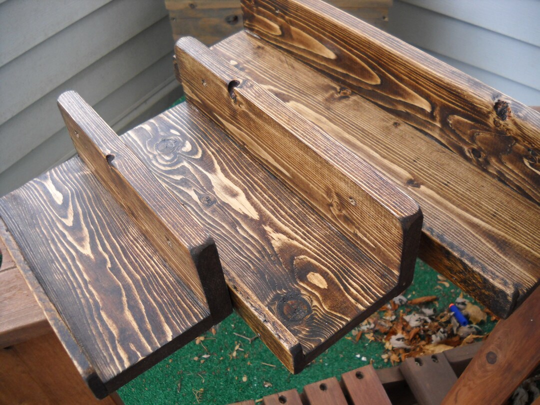 Rustic Wood Handmade Wall Floating Shelves Set of 3 ....lengths~ 16 ...