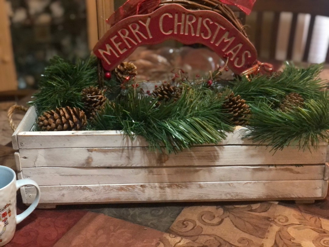 Handmade Country Cottage Rustic Crate Box White Distressed With Rope ...