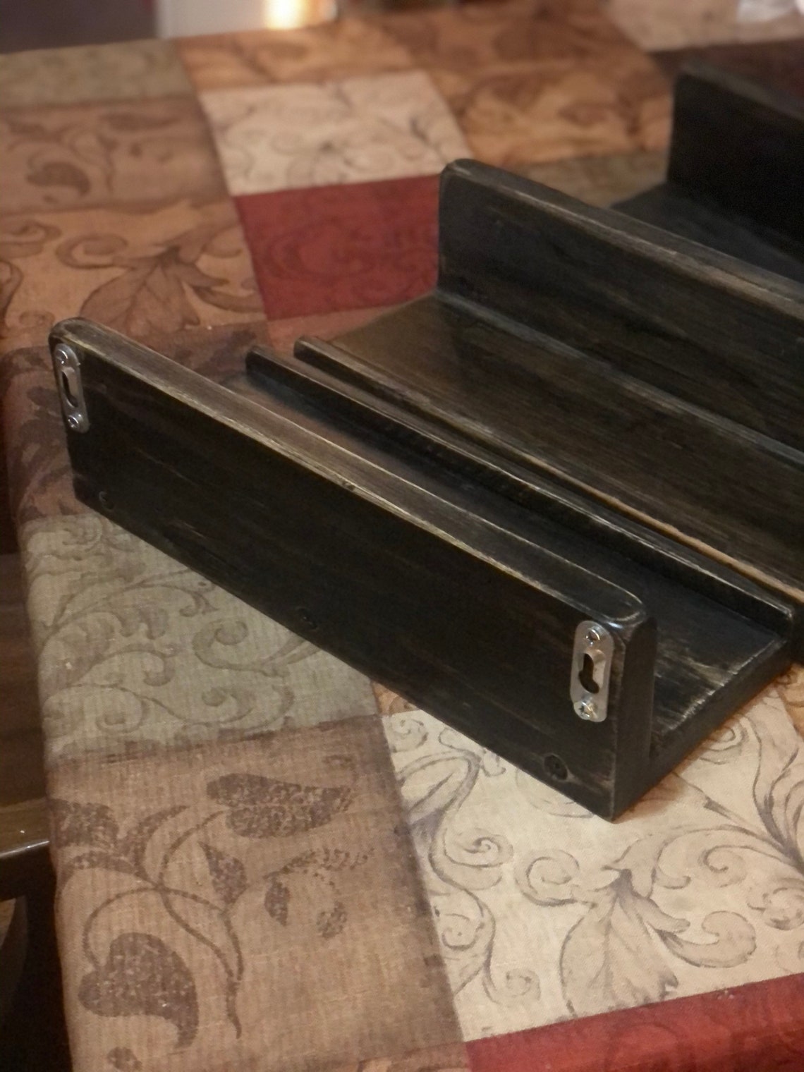 Rustic Handmade Black Distressed Set of 3 Wood Home Decor Wall Shelves ...