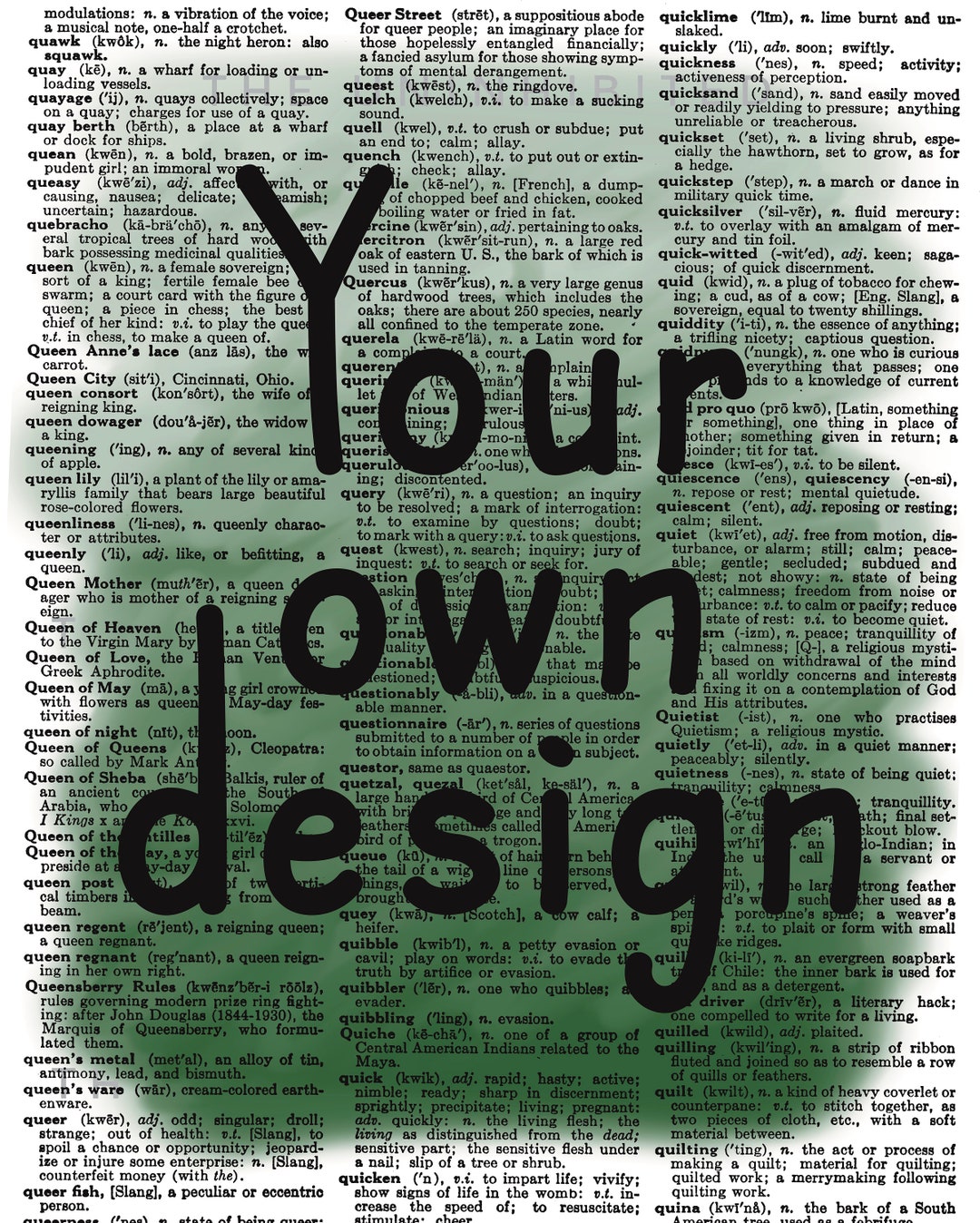 Custom Dictionary Page Art- Any Design or Logo, Artwork, Font or Image ...