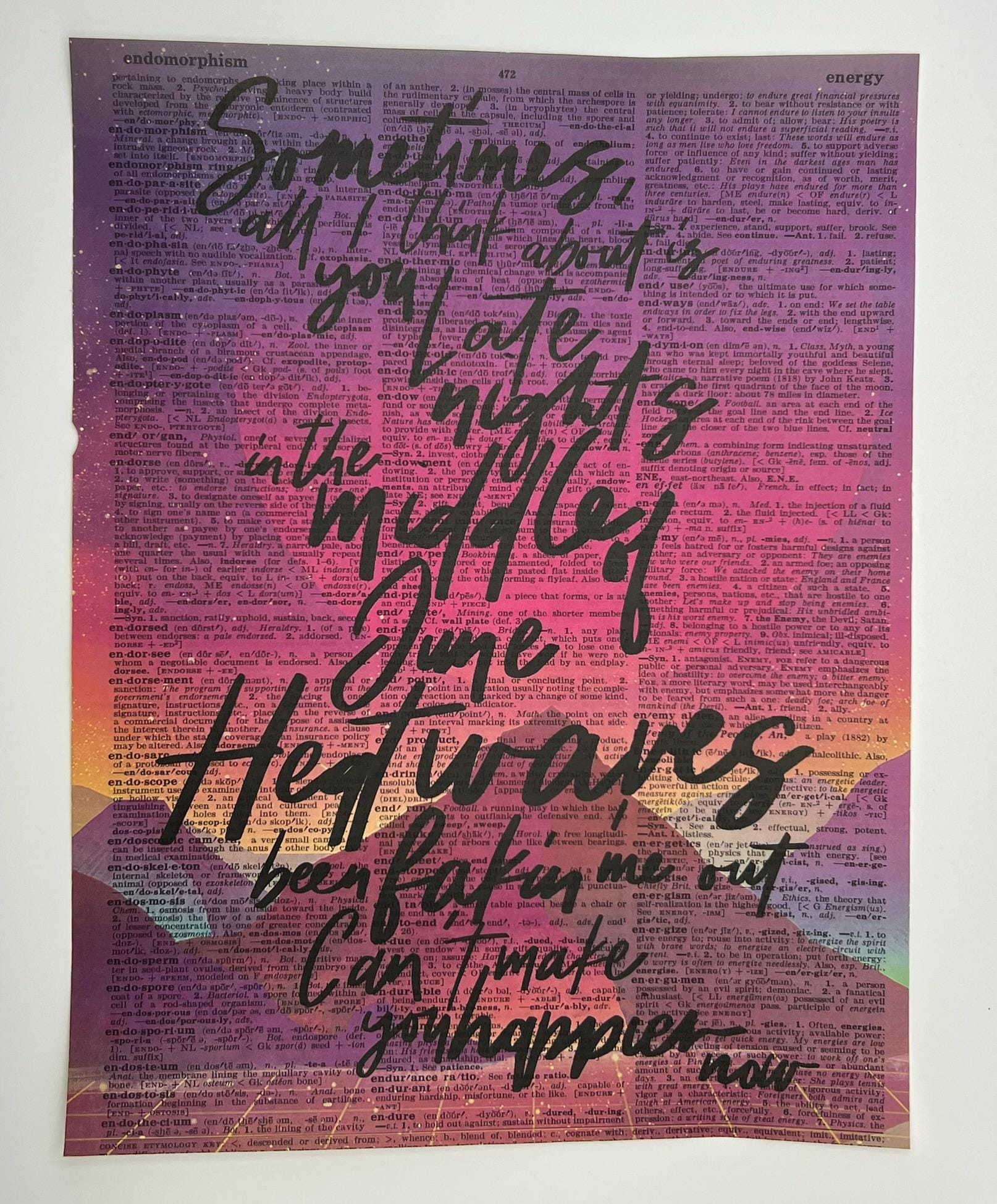Heat Waves Lyrics Dictionary Art Print – Glass Animals Indie Pop - Etsy