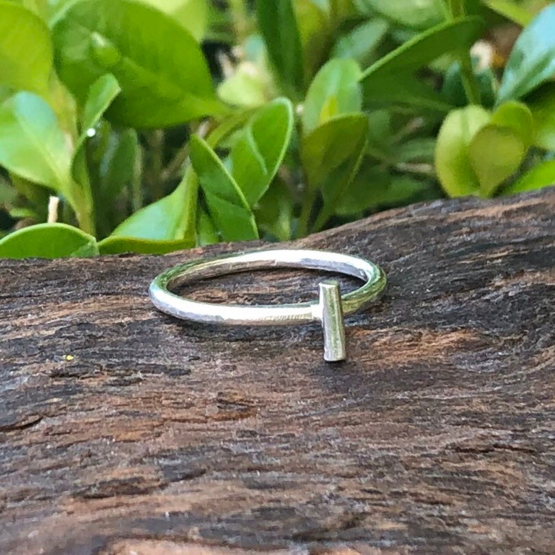 Dainty Minimalist Sterling Silver Ring, With Delicate Silver Wire Bar ...