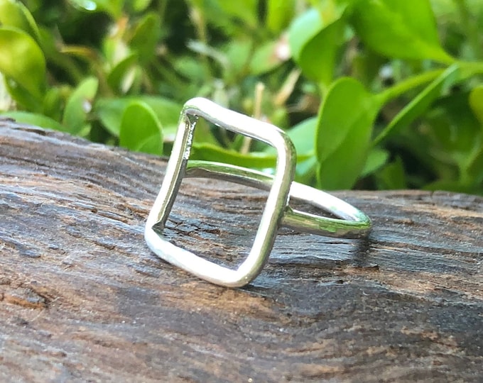 Square Ring, Stacking Rings, Modern Rings, Silver Geometric Rings ...