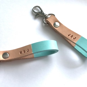 Custom Mint Leather Keychain, Custom Leather Keychain, Personalized ...