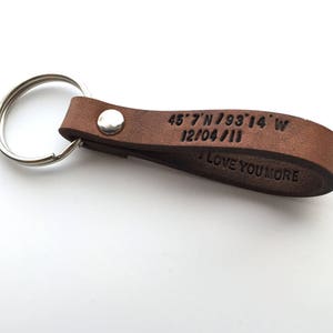 Personalized Leather Keychain Coordinates Latitude Longitude - Etsy