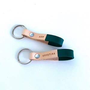 Custom Dark Green Leather Keychain: Personalized Monogram Gift - Etsy