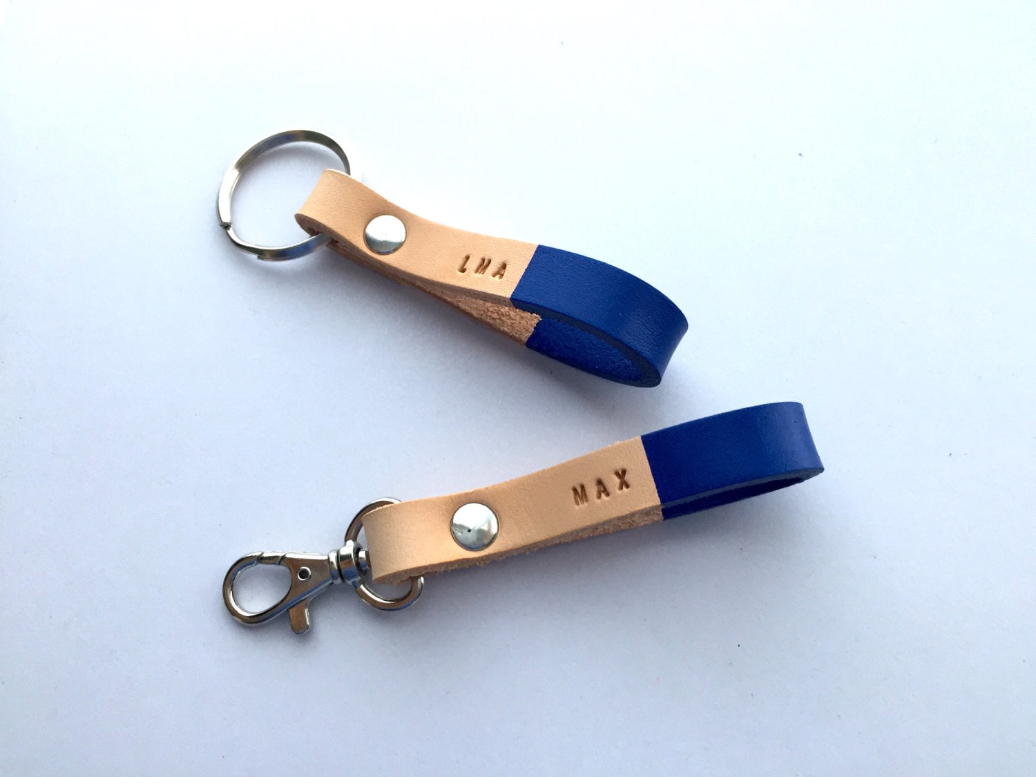 Custom Cobalt Blue Leather Keychain Custom Keychain - Etsy