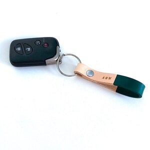 Custom Dark Green Leather Keychain: Personalized Monogram Gift - Etsy