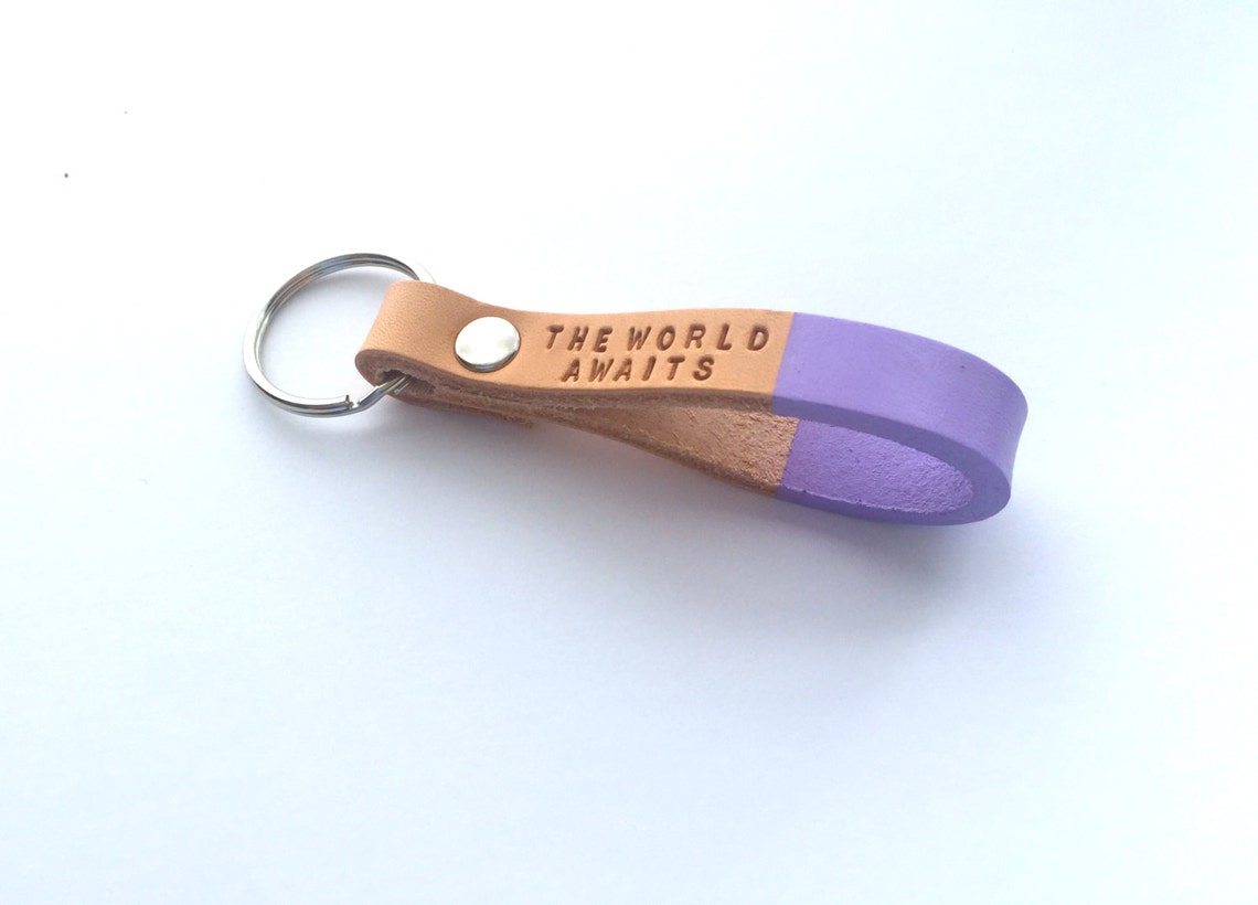 Custom Lilac Purple Leather Keychain Custom Keychain | Etsy