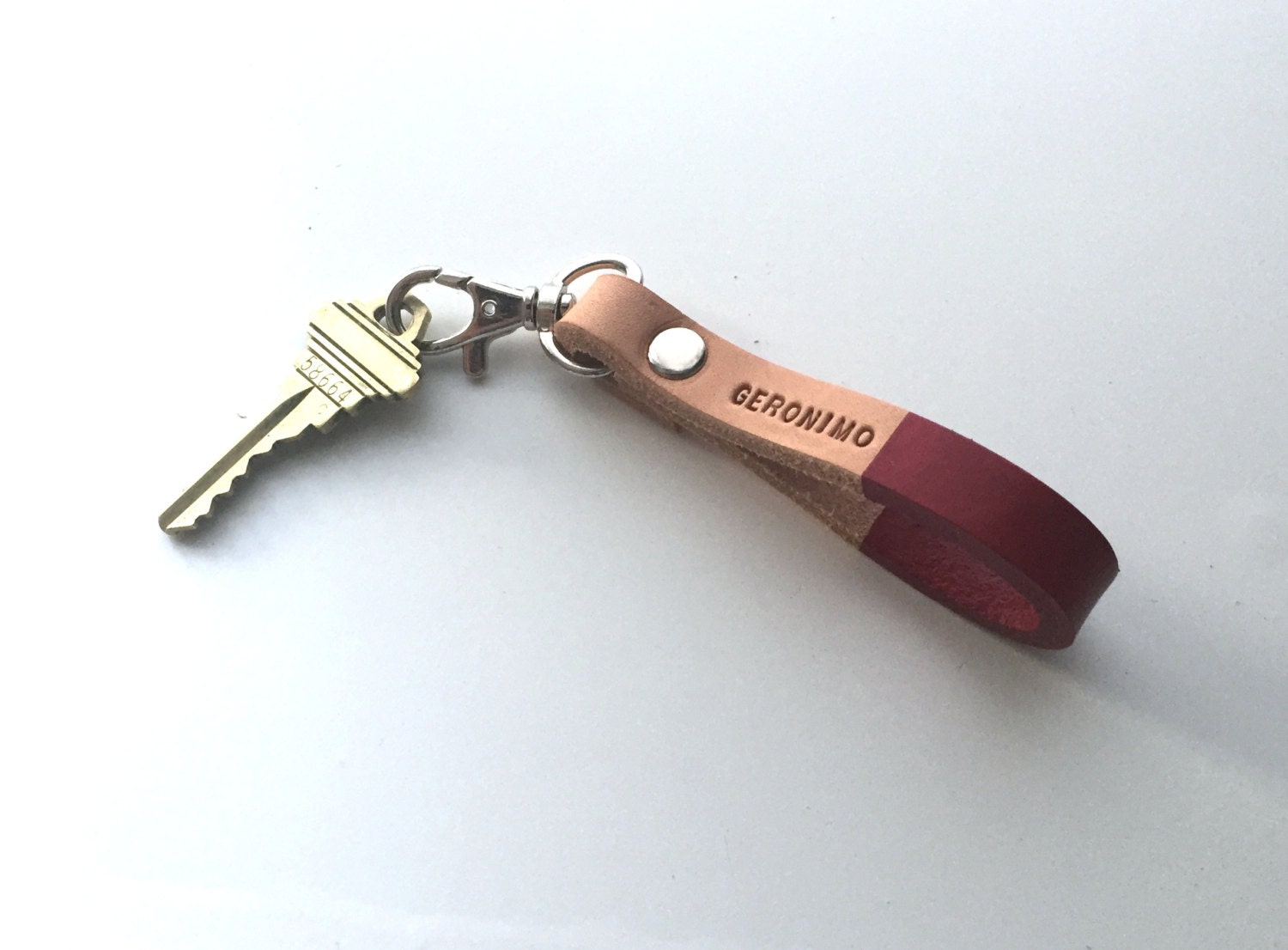 Custom Leather Keychain Personalized Burgundy Red Leather | Etsy