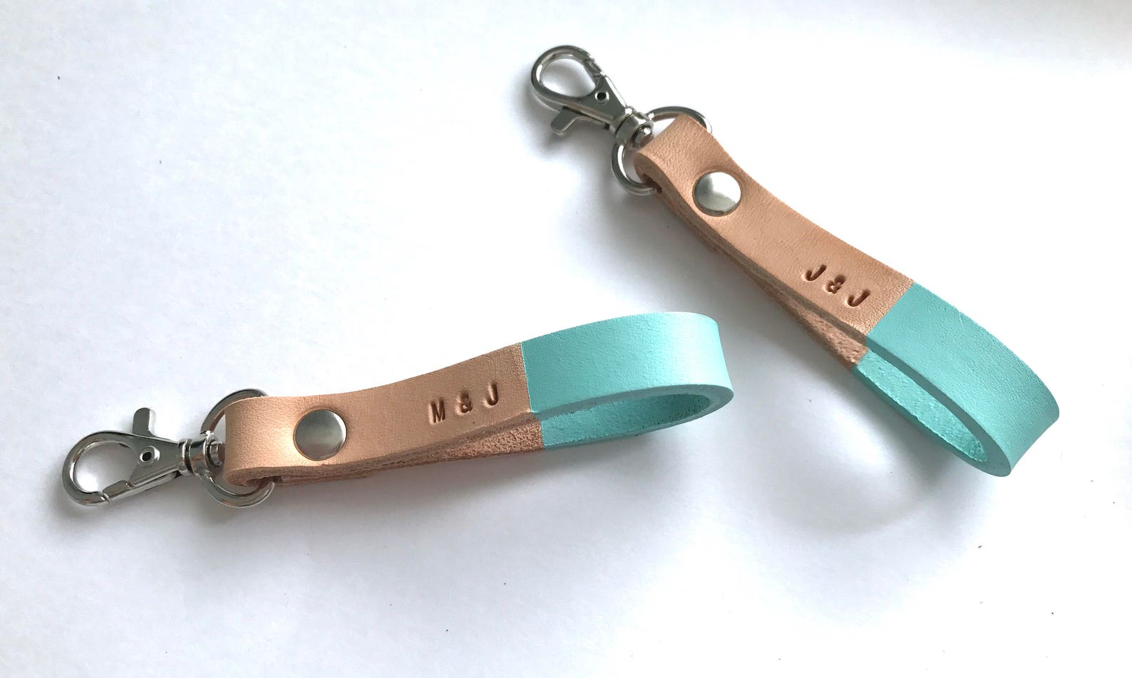Custom Mint Leather Keychain Custom Leather Keychain - Etsy