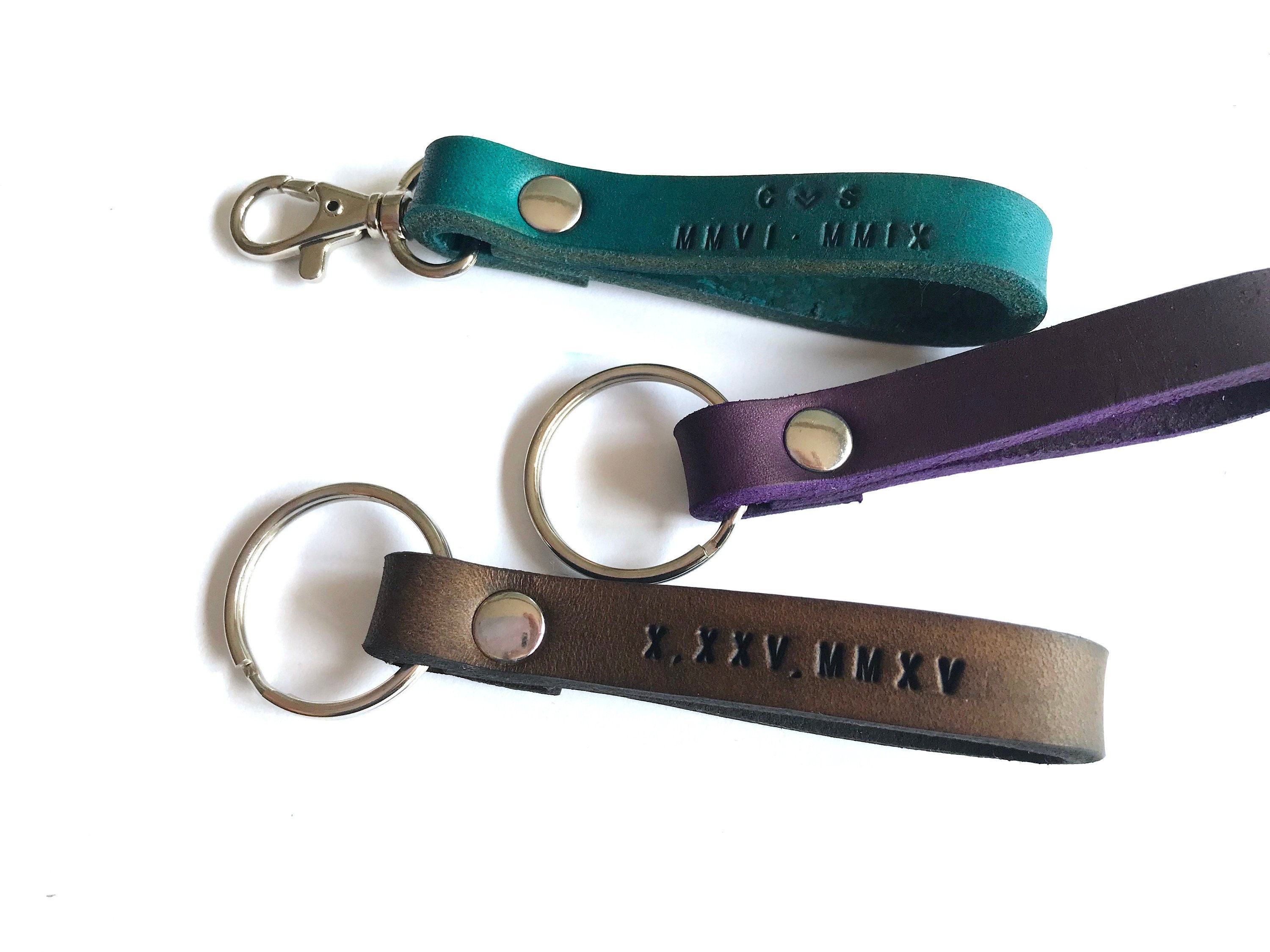 Custom Color Leather Keychain Personalized Leather Keychain | Etsy