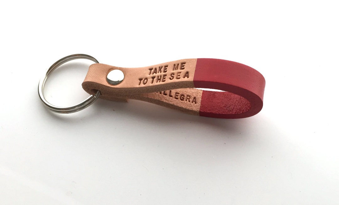 Custom Red Handmade Leather Keychain Custom Keychain - Etsy