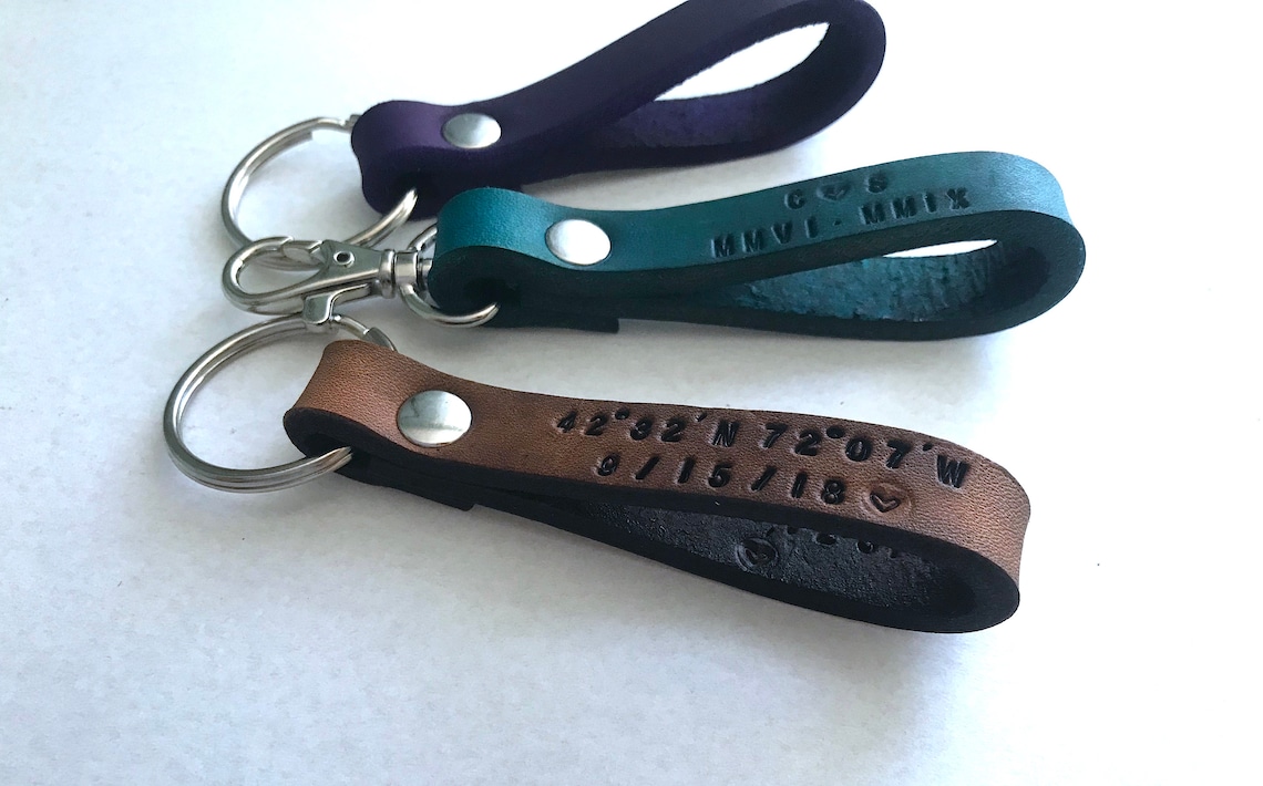 Custom Color Leather Keychain Personalized Leather Keychain - Etsy