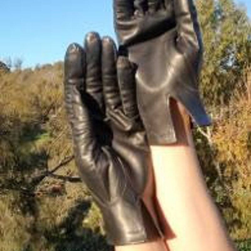 Black Leather Gloves - Etsy