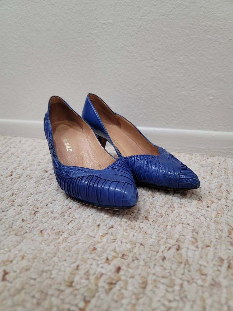 80s Electric Blue Pumps - Etsy
