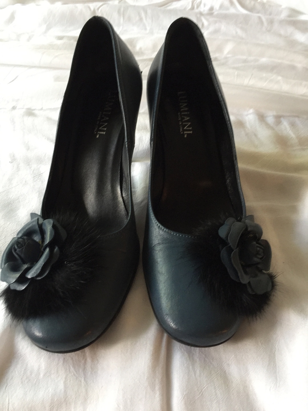 Dusty Blue Leather Pumps - Etsy