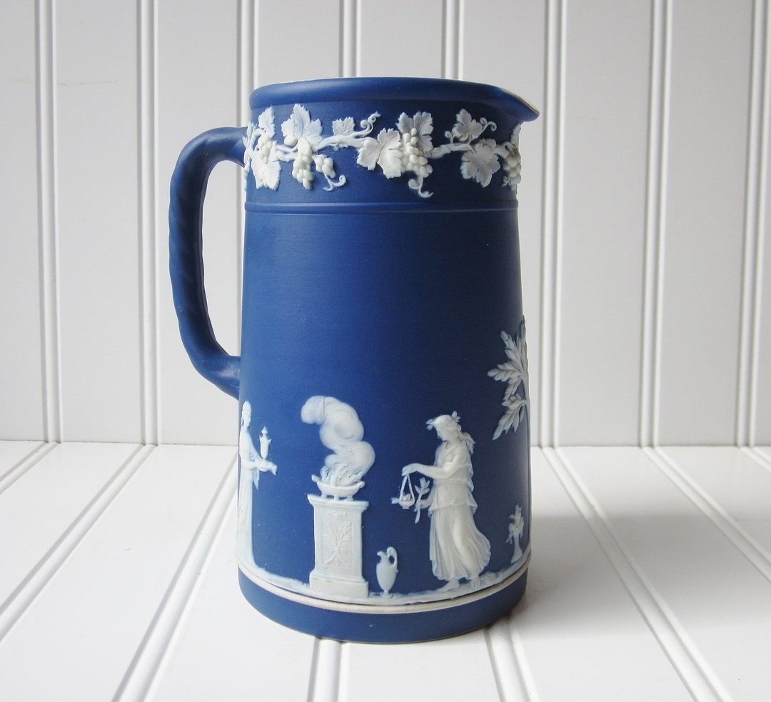 Antique Wedgewood Blue Jasperware Pitcher Jug Vase - Etsy