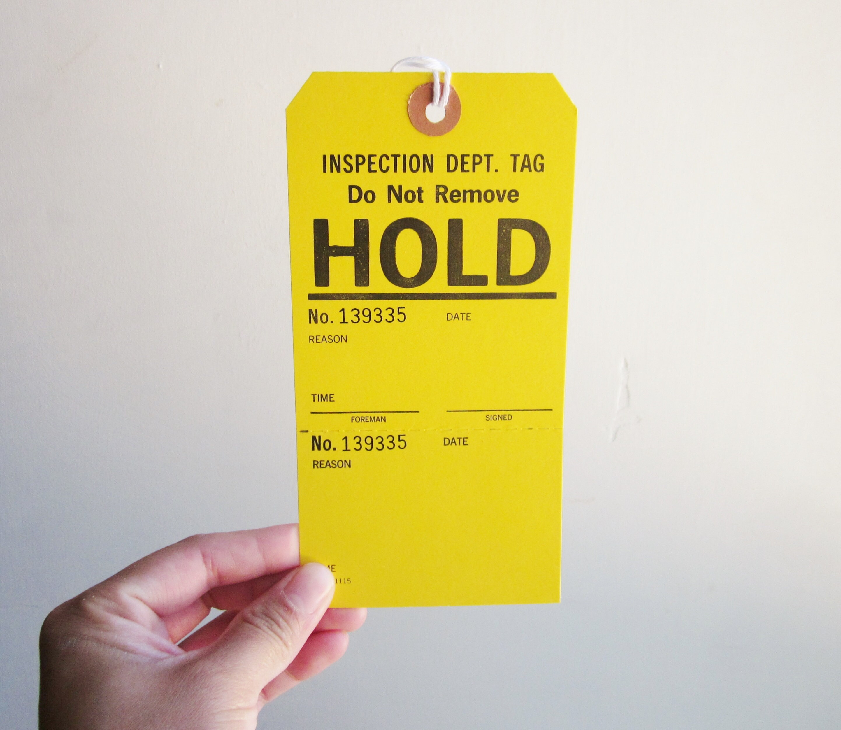 10 Large Yellow Tags with Strings Perforated Industrial Tags | Etsy