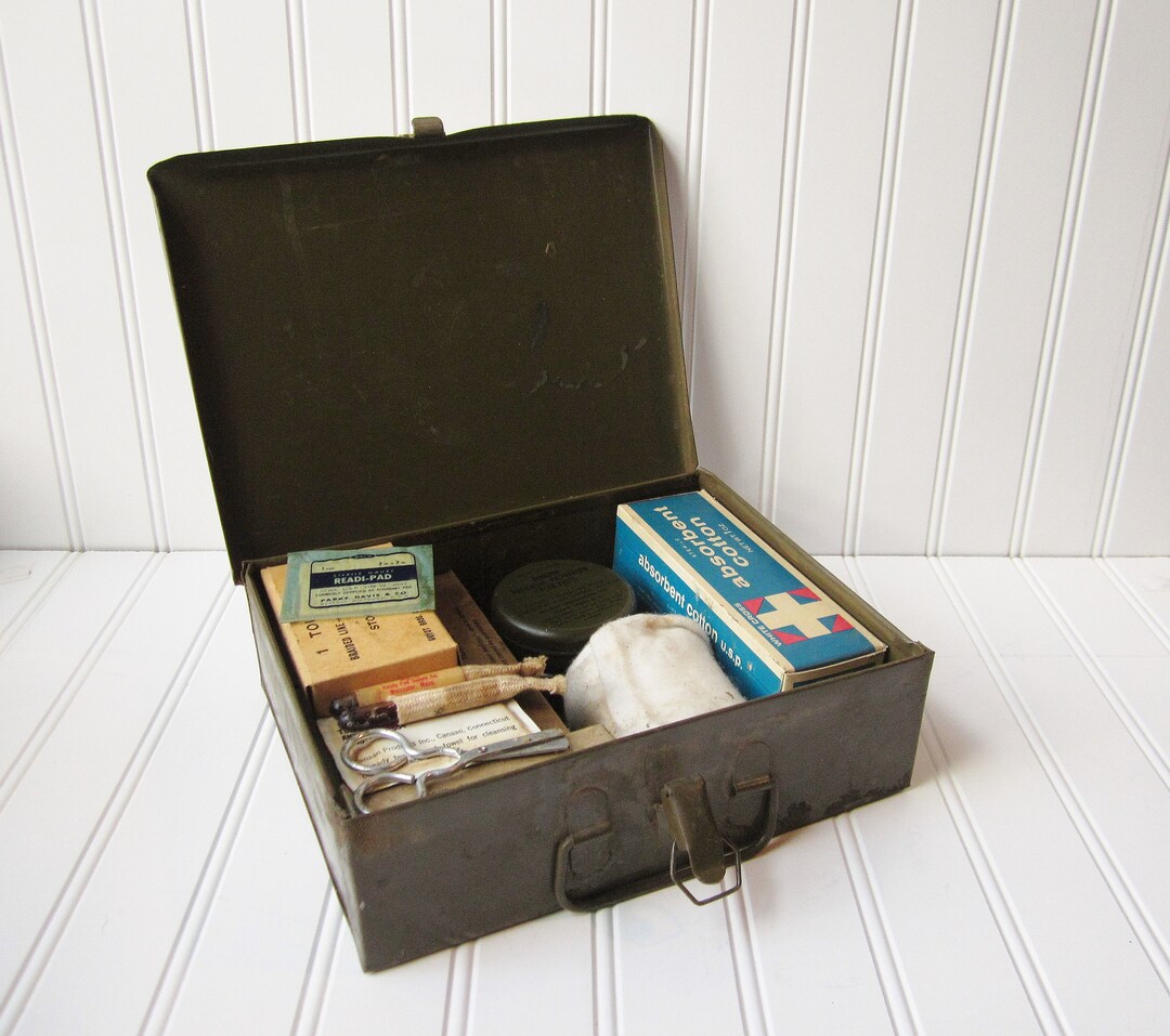 Vintage First Aid Kit Metal Box With Contents - Etsy