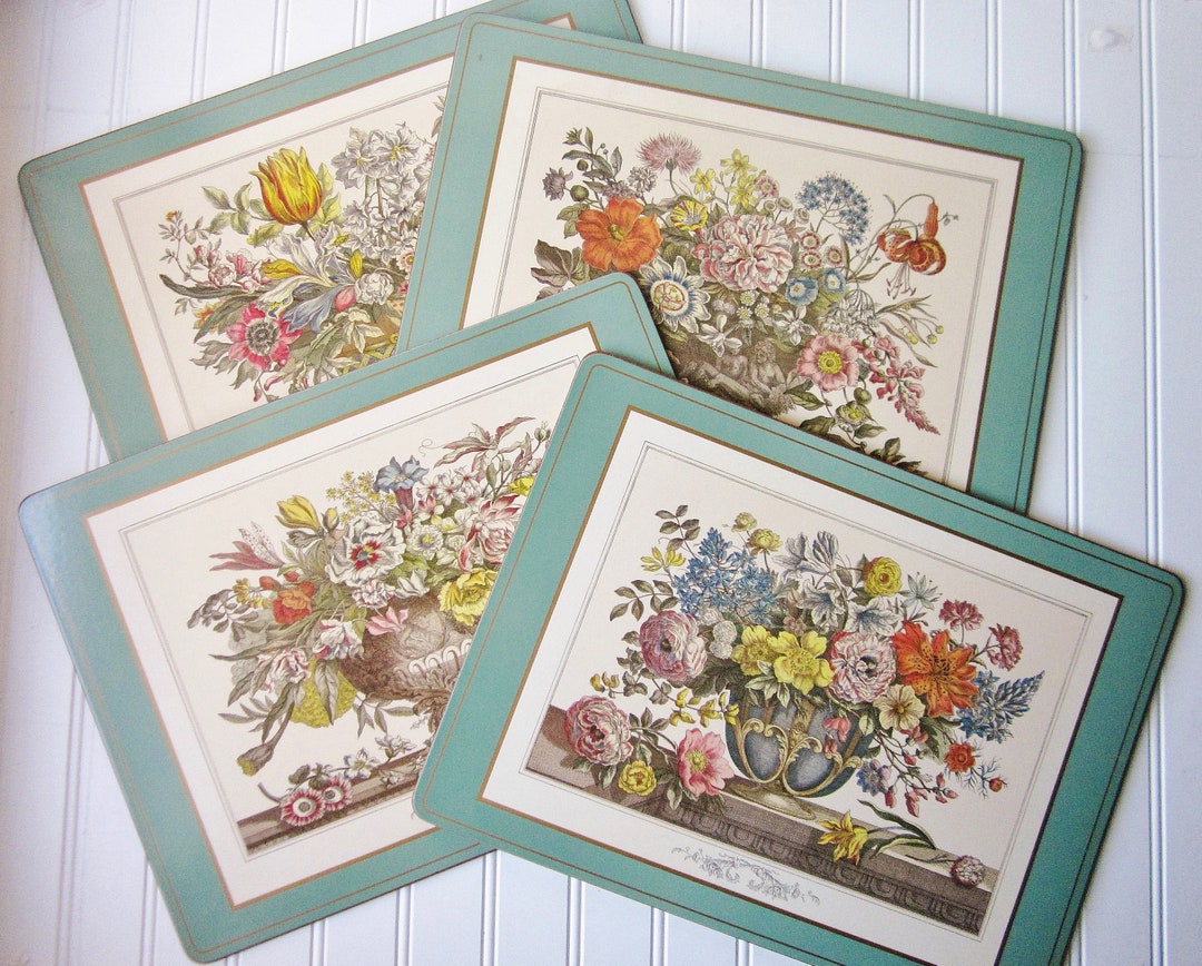 Vintage Floral Placemats Set of 4, Signature Pimpernel Placemats With ...