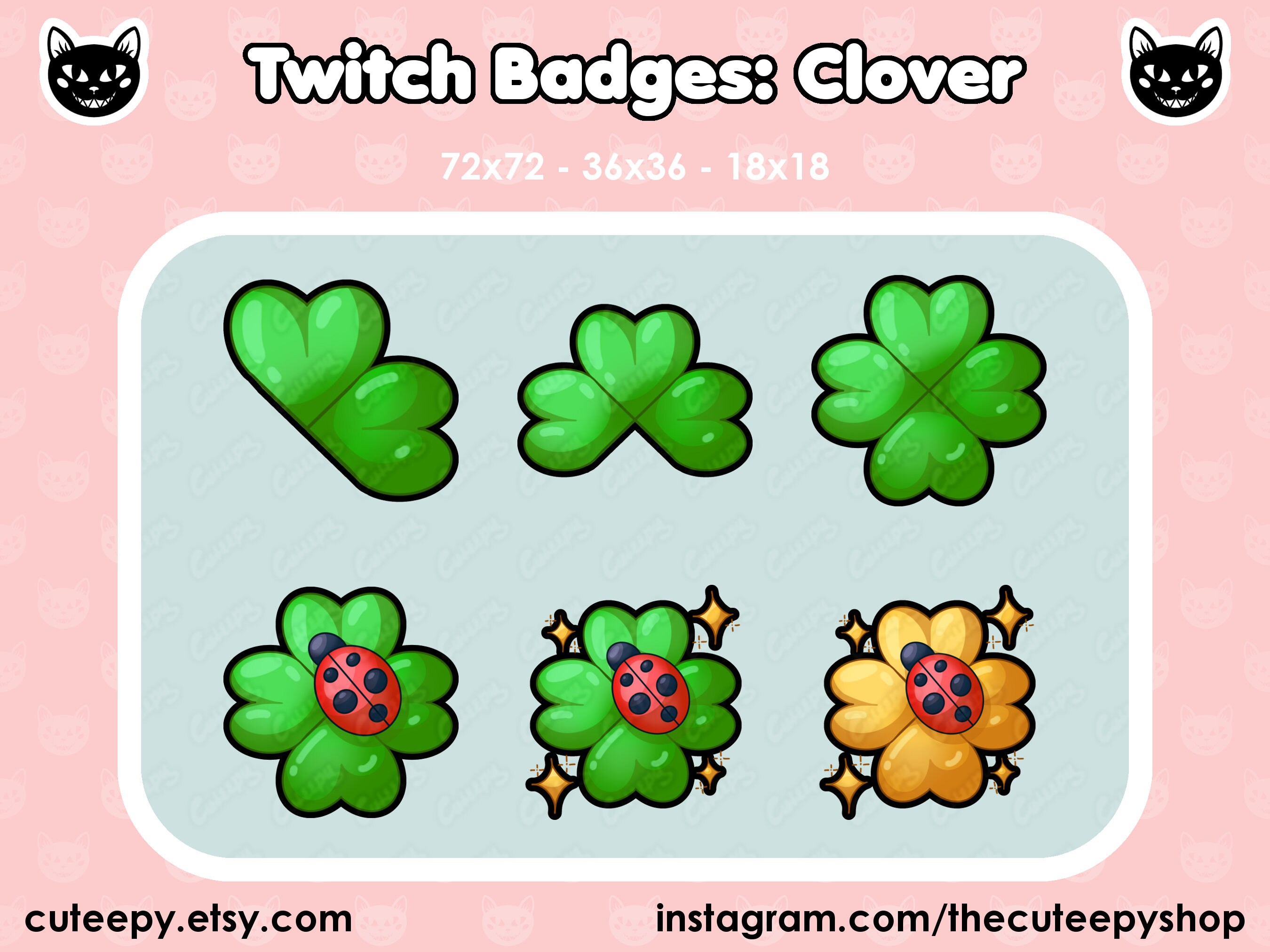 Twitch Sub Bit Badges Clover Leaf Ladybug Lucky Gold - Etsy