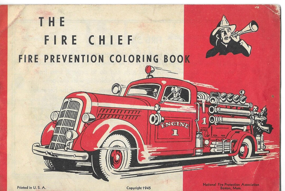 1945 Fire Prevention the Fire Chief Coloring Book Issued - Etsy