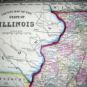 Original 1860 Mitchell Map of ILLINOIS & Plan OF CHICAGO Insert - Etsy