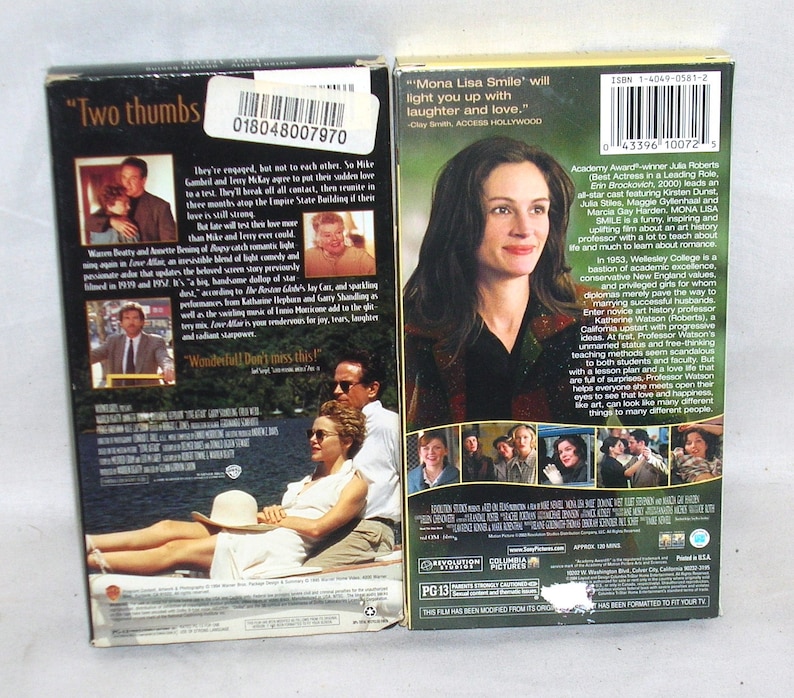 1994, 2003 VHS 2 Video Tapes, Love Affair and Mona Lisa Smile - Etsy