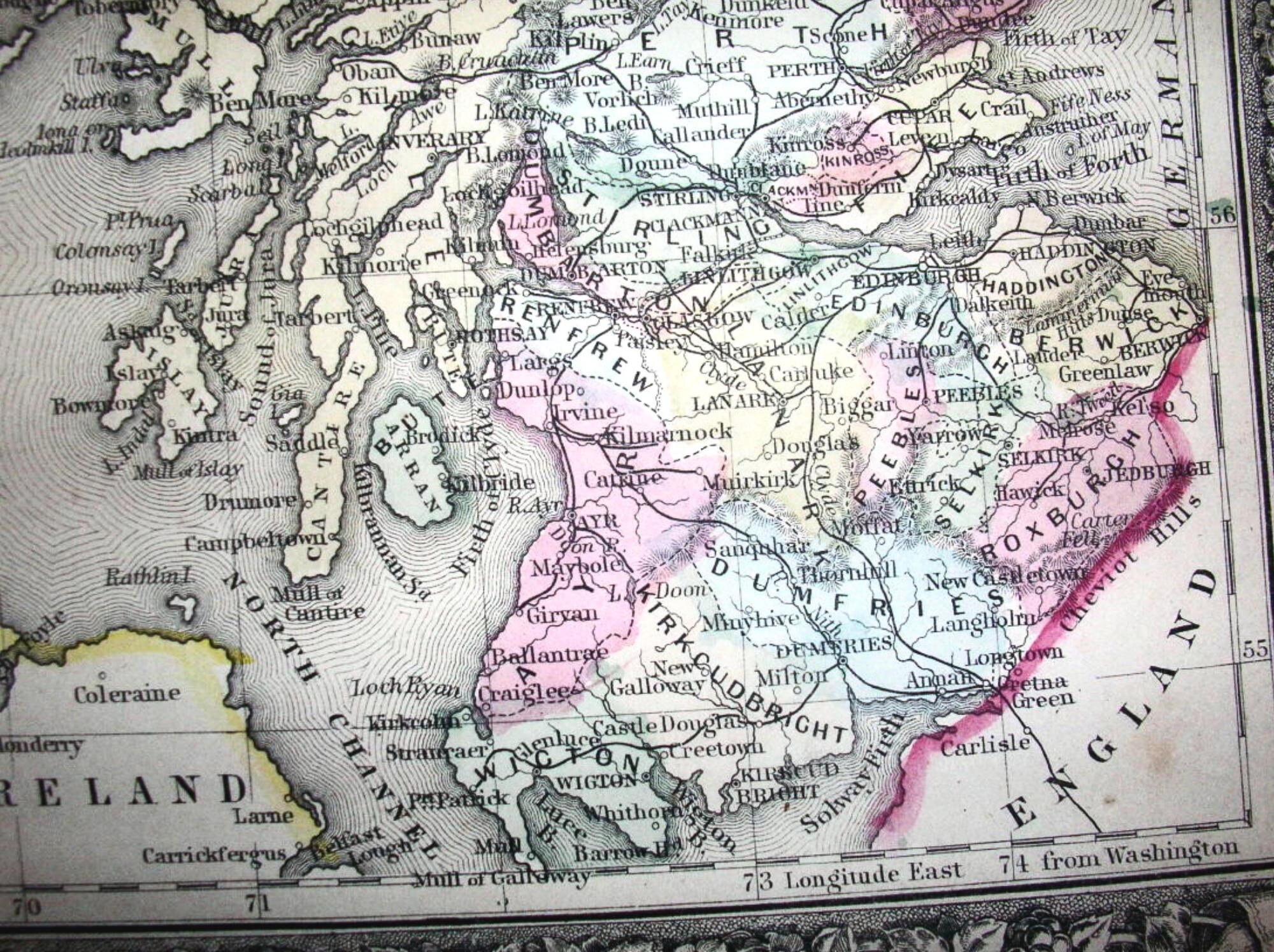 Origial 1860 Mitchell Map of Scotland & Ireland in Provinces - Etsy