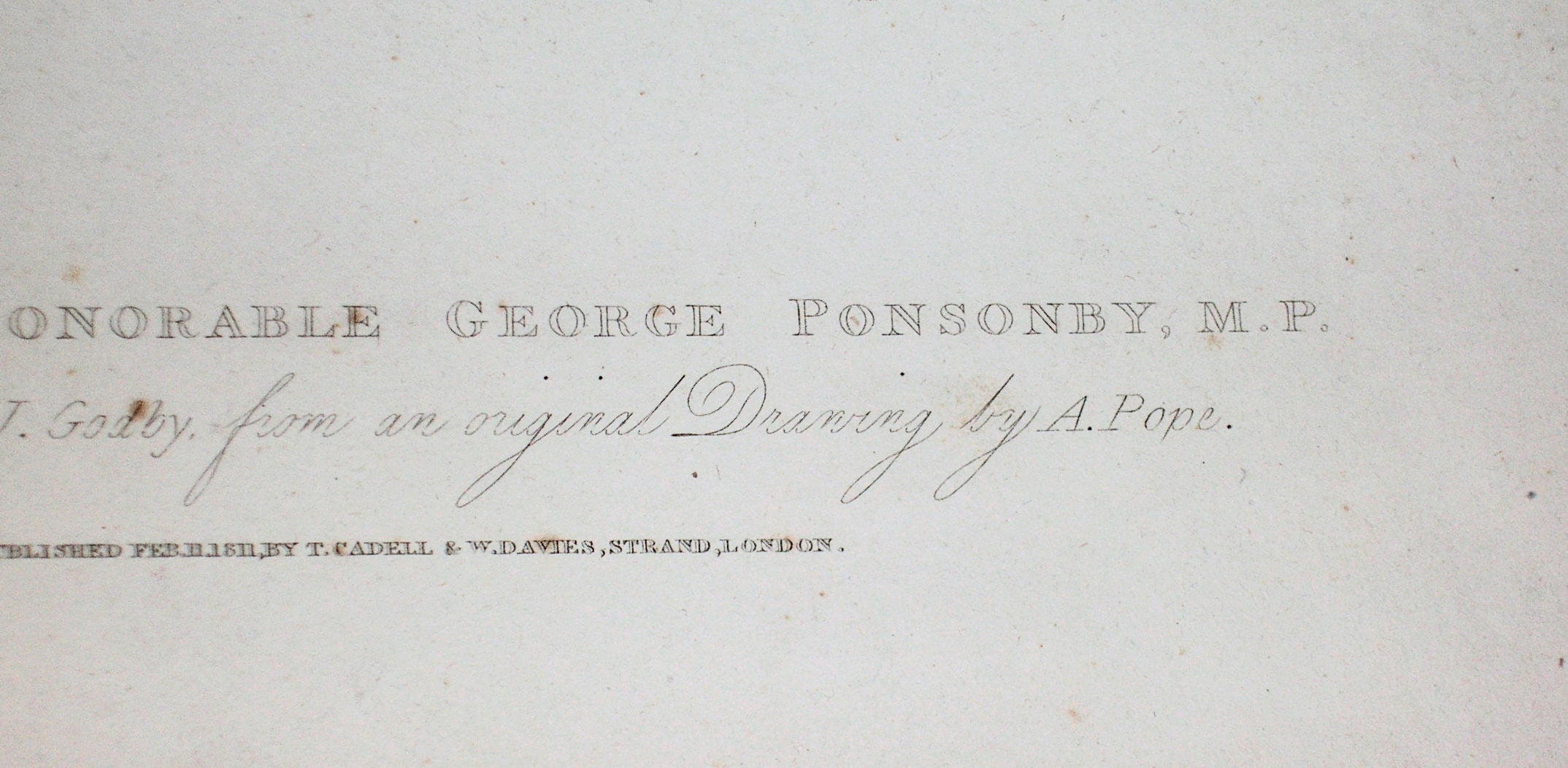 Original 1811 Engraving of Right Hon. George Ponsonby, Engraved by J ...