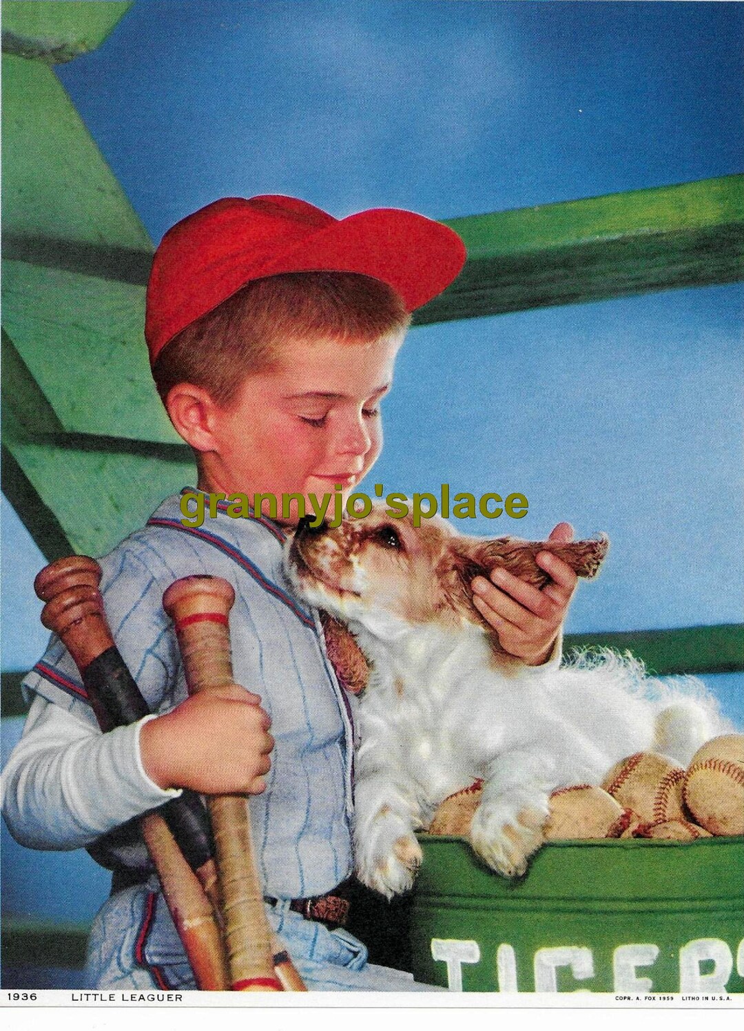 1959 Calendar Art Lithograph, Title: Little Leaguer, Published by ...