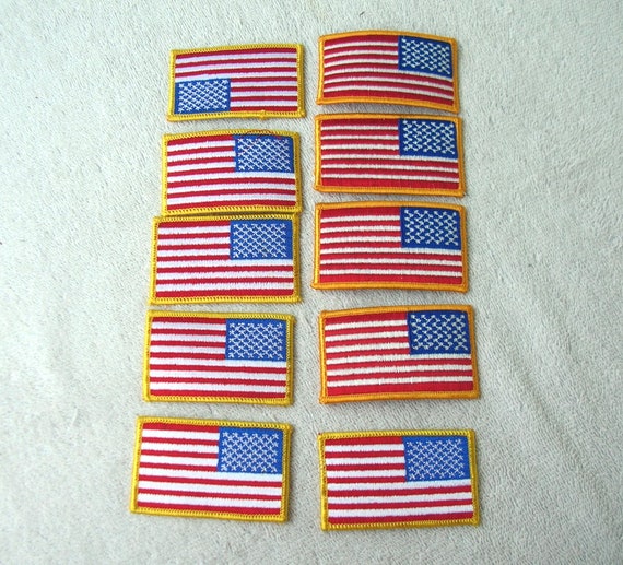 10 Embroidered Reverse American Flag Patches, Iron On… - Gem