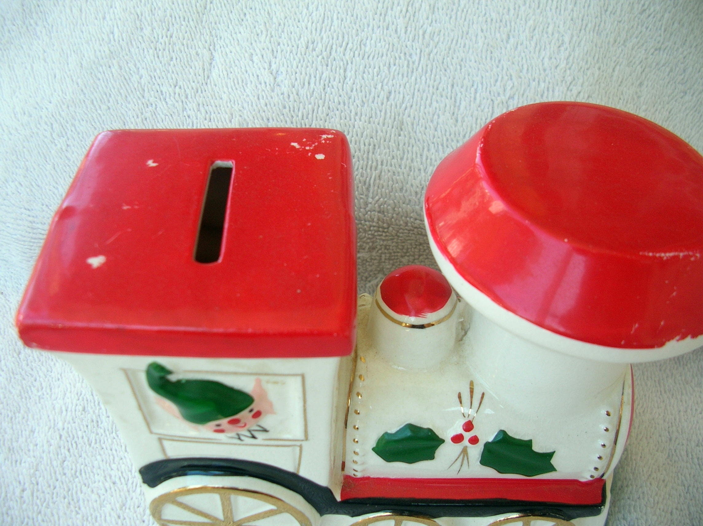 1950's Santa Hand Painted Ceramic Train Bank Christmas - Etsy