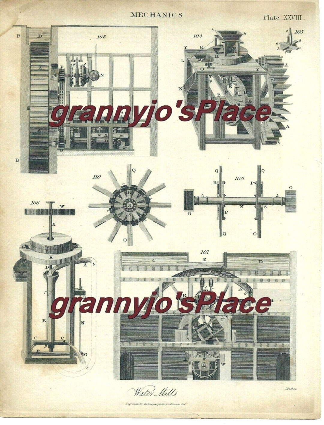 1816 Copperplate Engraving, Illustrations on Water Mills by J. Pass - Etsy