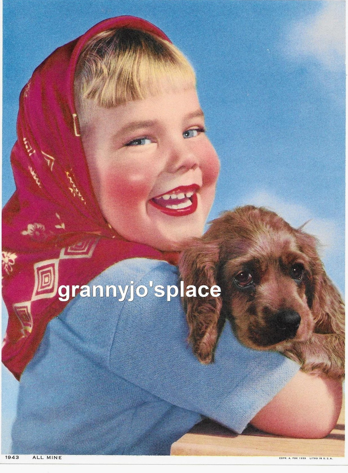 1959 Calendar Art Lithograph ALL MINE Published by Atkinson - Etsy