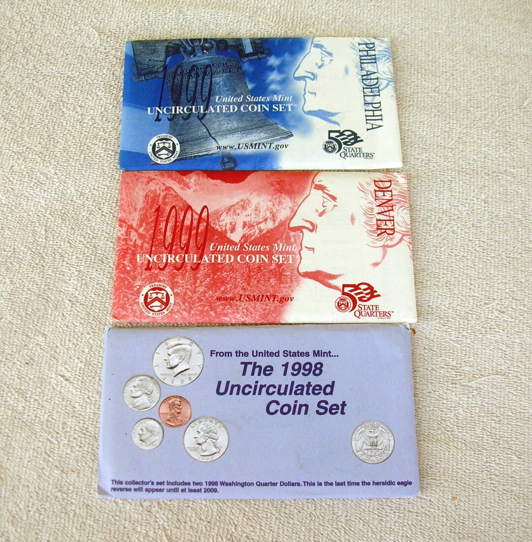 1998 and 1999 Uncirculated Coin Sets With First State Quarters ...