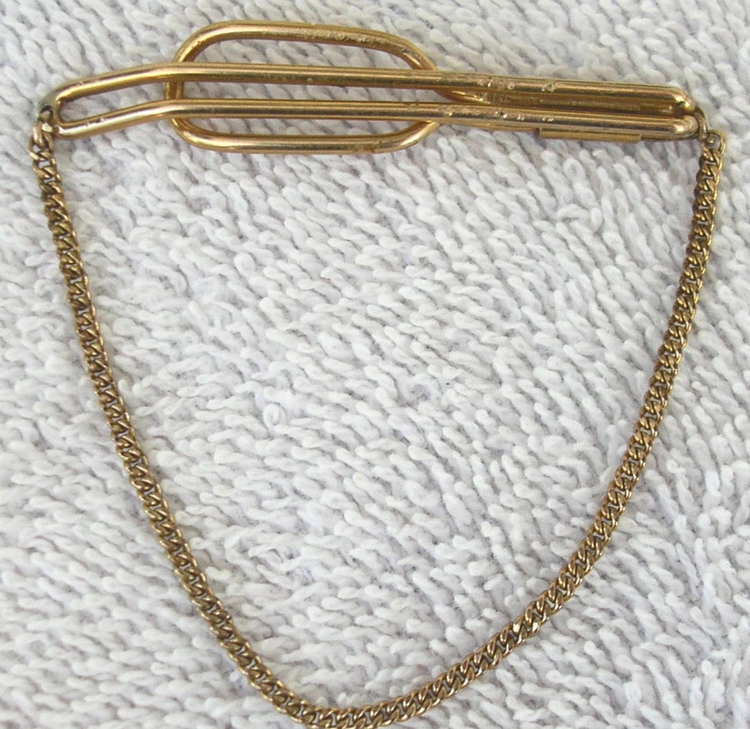 Vintage 12K Gold Filled Swank Tie Bar/ Clasp With Chain - Etsy