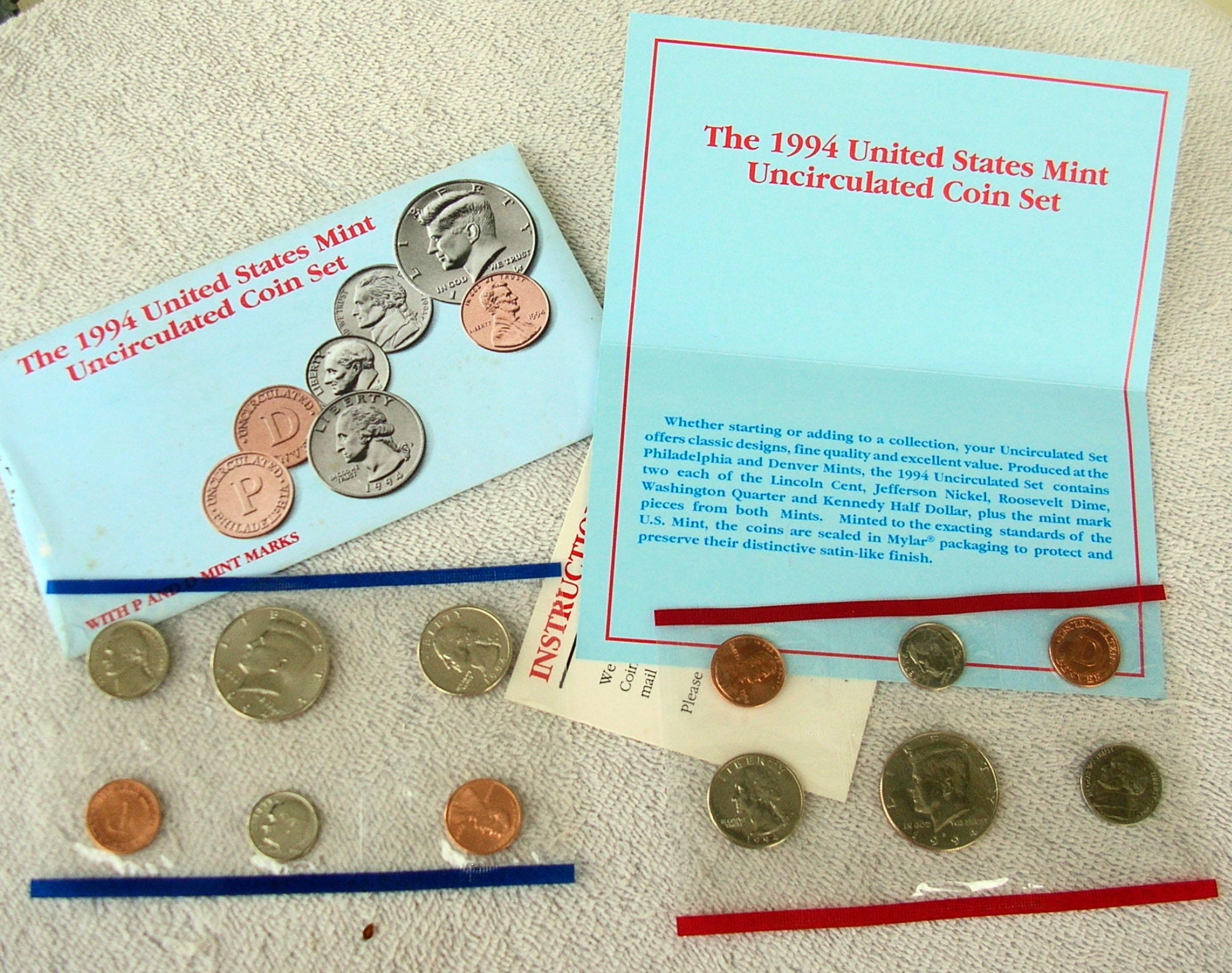 1994-95-97 Uncirculated Coin Set, P and D Mint, 30 Coins, Envelopes ...